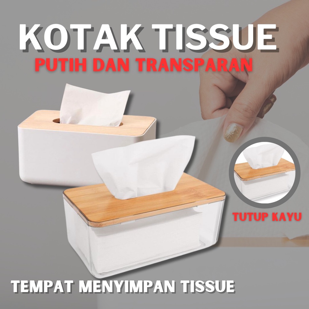 Jual Kotak Box Wadah Tissue Tisu Transparan Transparant Bening Putih ...