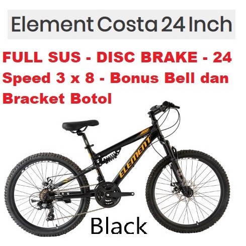 Jual Sepeda Gunung 24" ELEMENT COSTA MTB FULL SUSPENSION - Hitam K7R ...