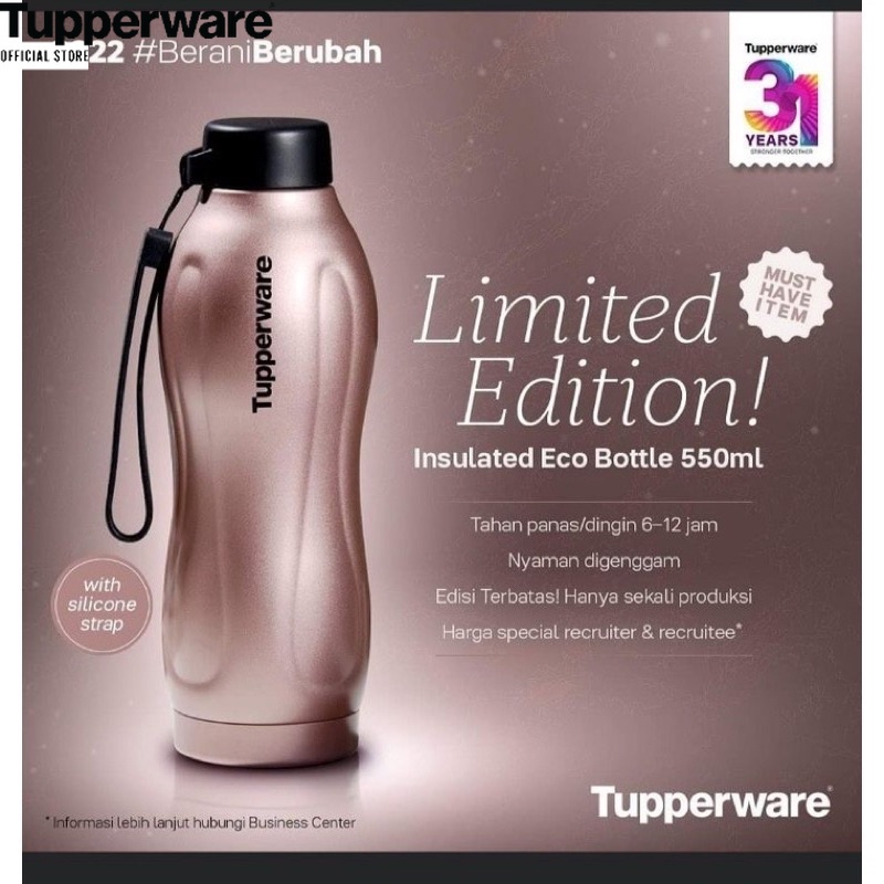 Jual TUPPERWARE BOTOL TUMBLER THERMOS PANAS DINGIN ROSE TERMOS 550ML ...