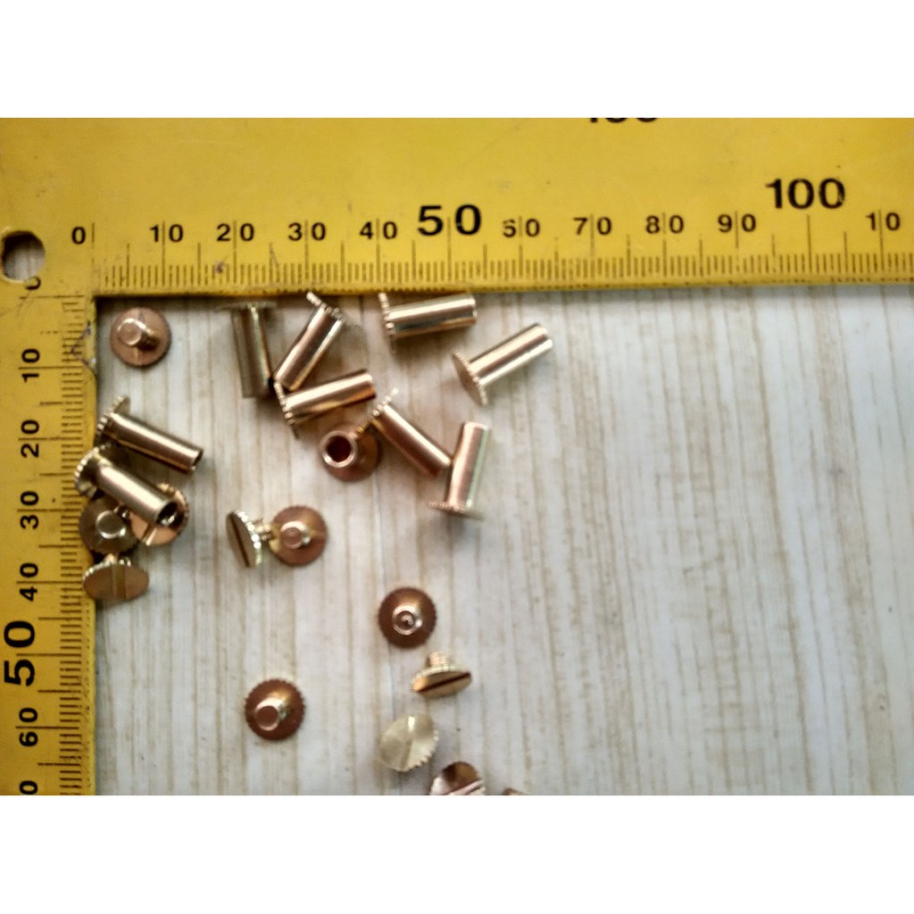 Jual Baut Jilid buku 12 mm (obeng minus) kuningan gerigi | Shopee Indonesia