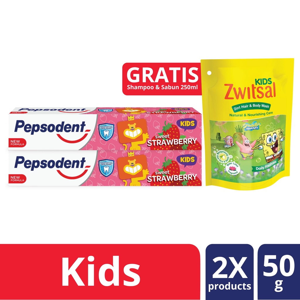 Jual Buy 2 Pepsodent Kids Pasta Gigi Strawberry 45g FREE Zwitsal Kids ...