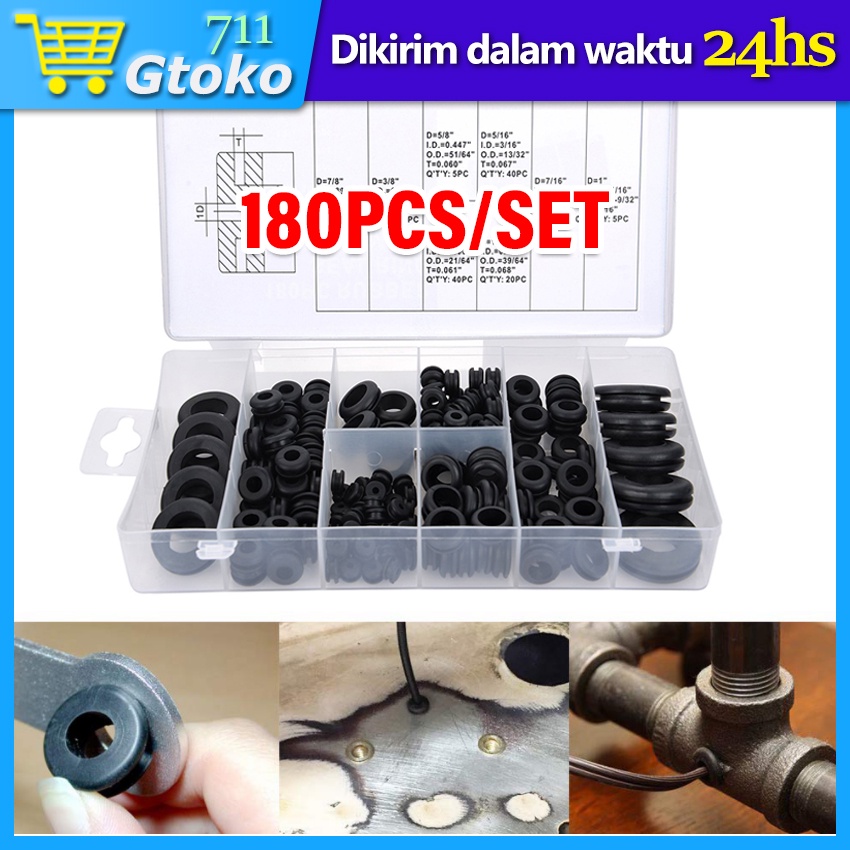 Jual 180 Pcs Karet Gromet Set Rubber Grommet Pipa PVC Uniseal Dutch ...