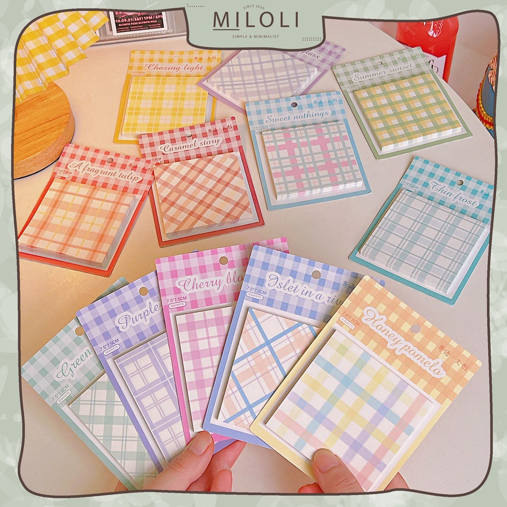 Jual [MILOLI] 50Lembar MEMO PAD GRID WARNA-WARNI Note Paper Notepad ...