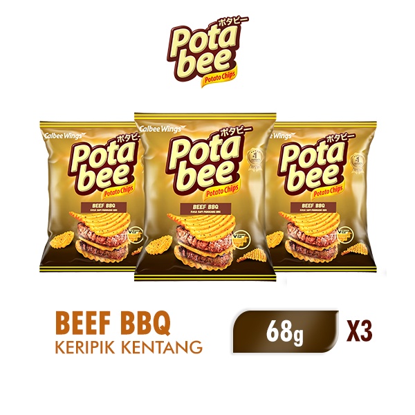 Jual Potabee Chips BBQ Beef 3 x 68 gr | Shopee Indonesia