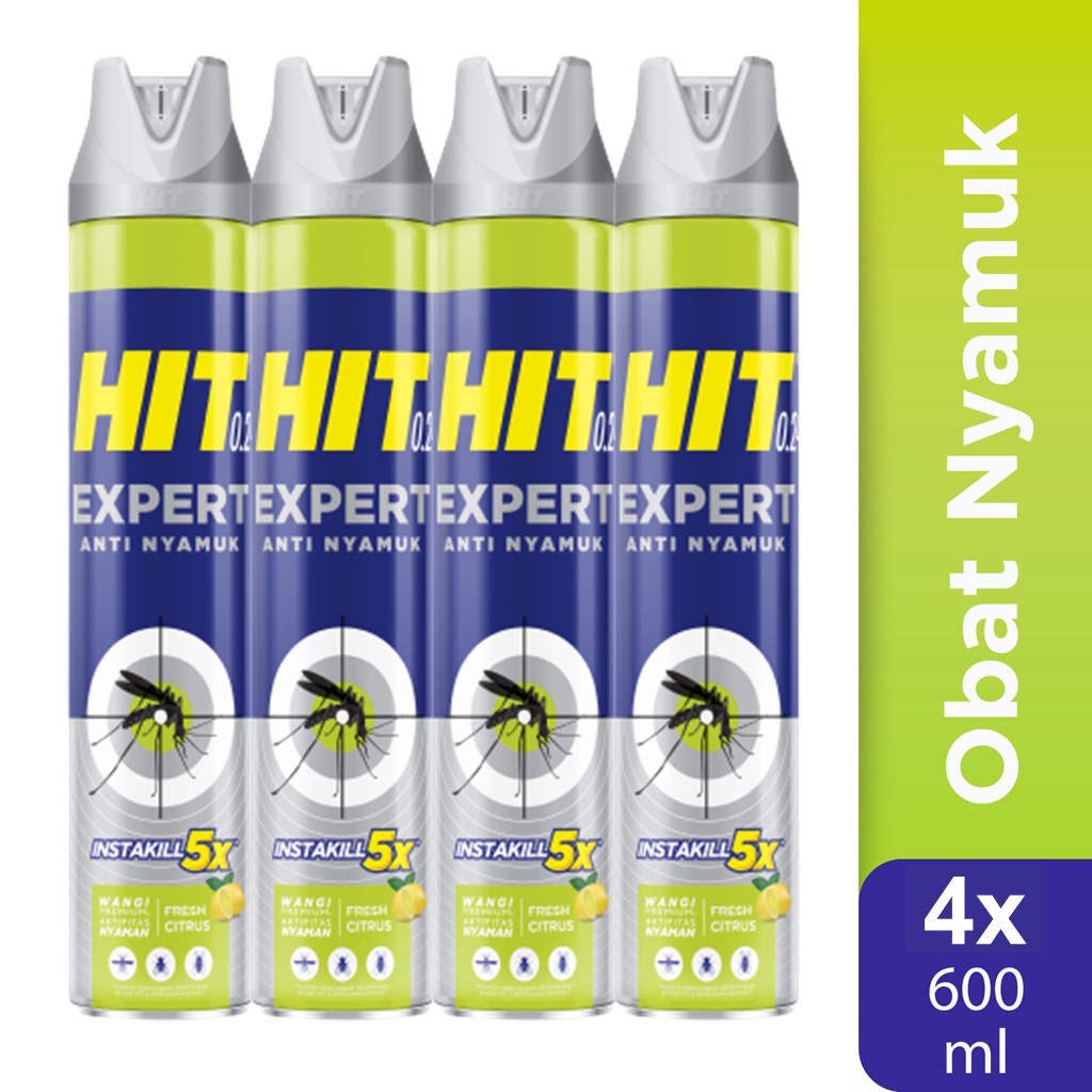 Jual HIT Aerosol Expert Fresh Citrus 600ml x4 - Obat Nyamuk - Bunuh ...