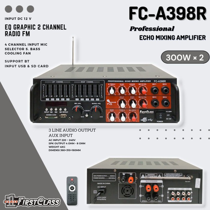 Jual Power Amplifier Firstclass Fca389 R Bluetooth Usb Ampli First ...