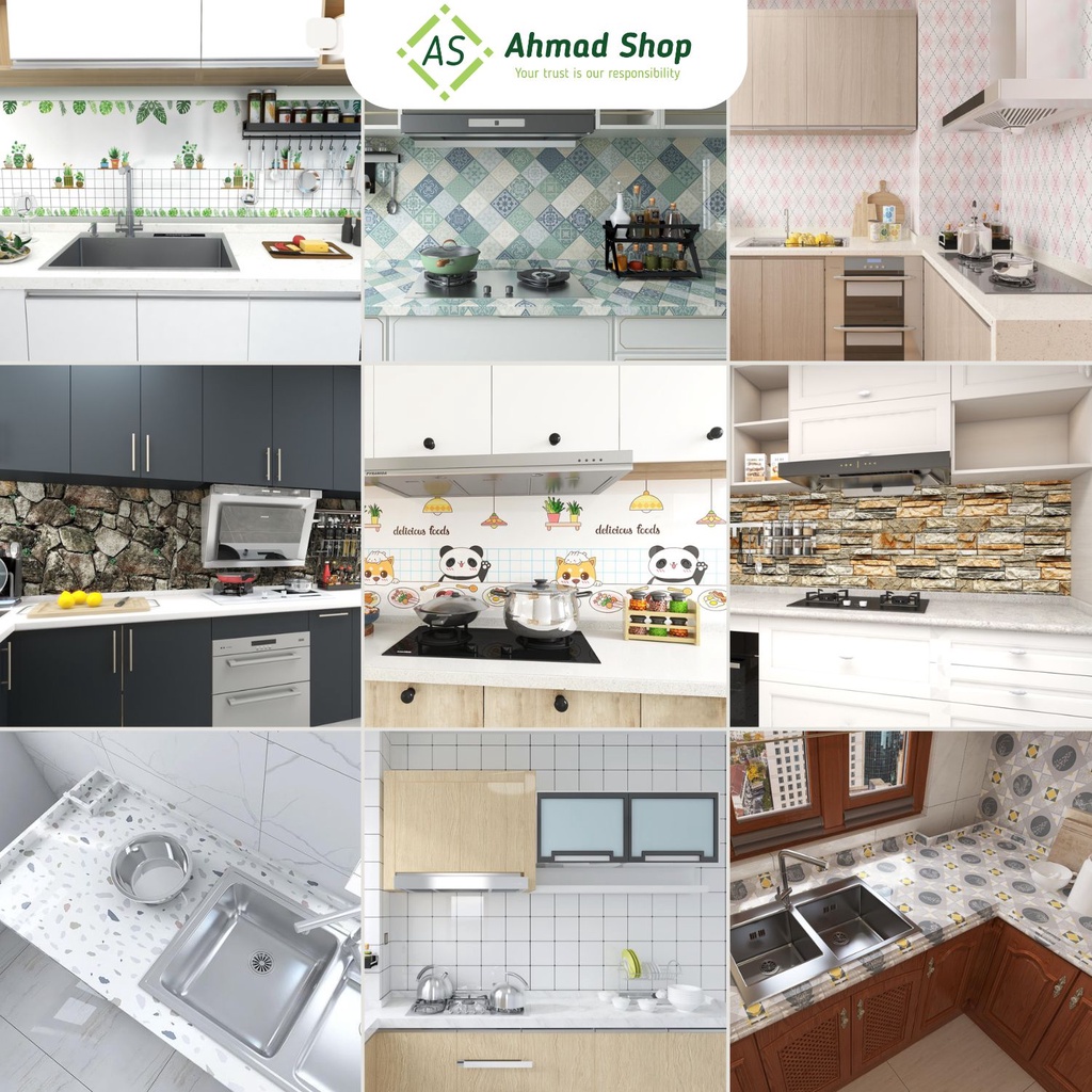 Jual [11 Motif] Wallpaper Glossy Dapur Meja Lemari Cartoon / Batu Alam ...