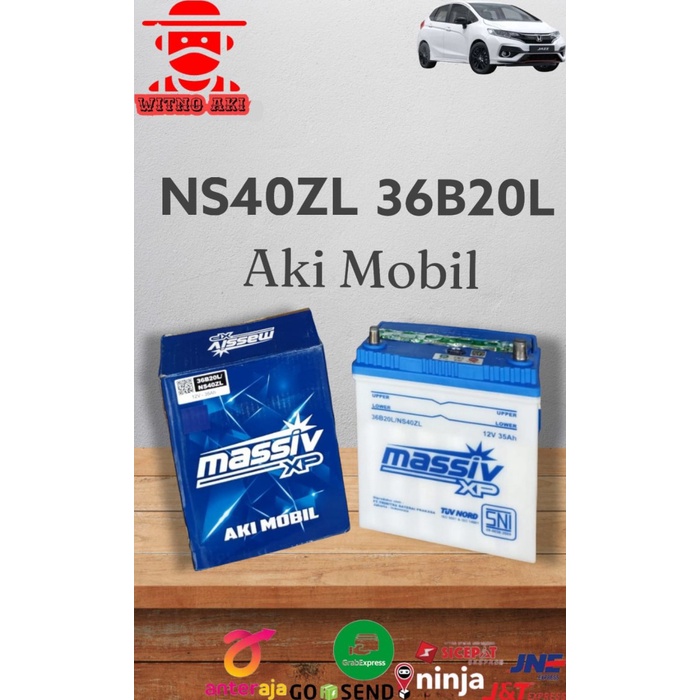 Jual Aki mobil honda jazz massiv xp ns40zl 36b20l 12v35ah 12v 35ah basah | Shopee Indonesia