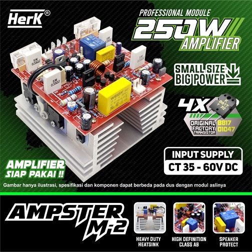 Jual Kit Power Amplifier AMPSTER M2 M-2 1x250W 250WATT HerK Class-AB ...
