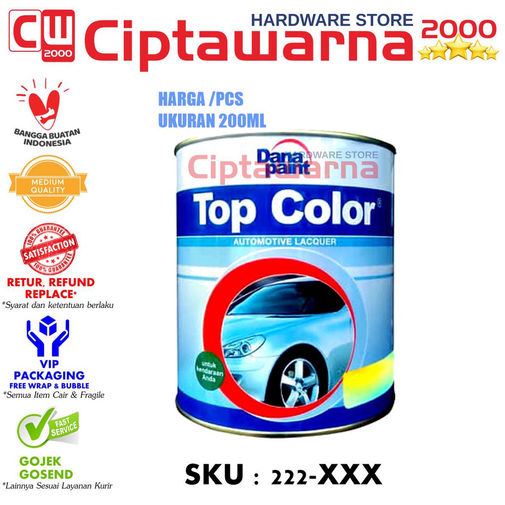 Jual Cat NC Top Color Danapaint Warna Standar (I) 200ML | Shopee Indonesia