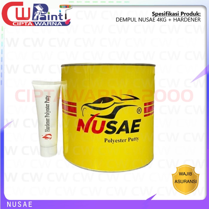 Jual Dempul Nusae Polyester Putty 4 Kg + Hardener Putih Hijau | Shopee ...
