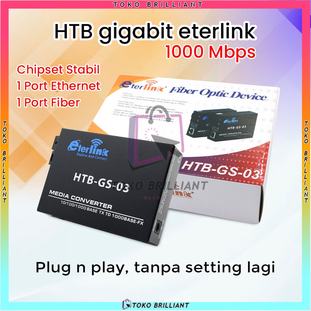 Jual HTB-GS-03 A & B 1000Mbps Eterlink Single Mode Converter Fiber Optical NEW! | Shopee Indonesia