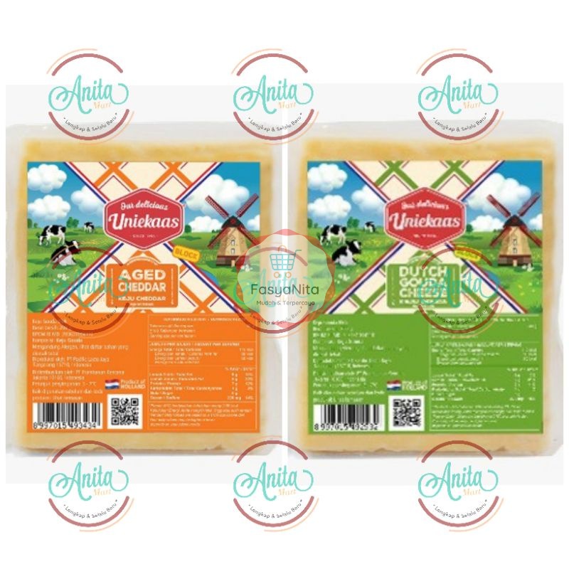 Jual UNIEKAAS BLOCK DUTCH EDAM GOUDA / AGED CHEDDAR CHEESE 200GR ...