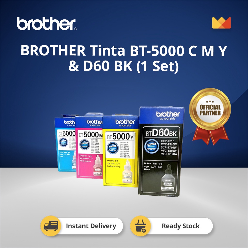 Jual BROTHER Tinta BT-5000 C M Y & D60 BK (1 Set) | Shopee Indonesia