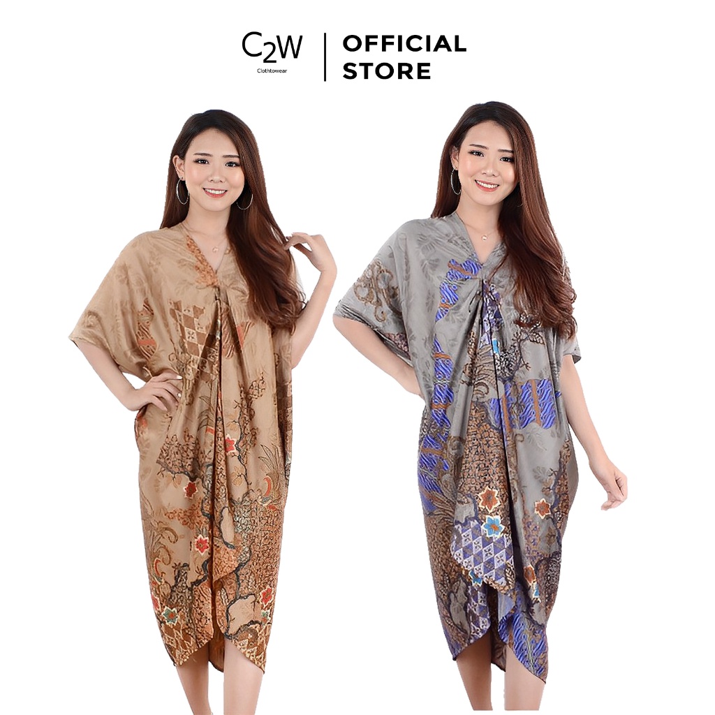Jual C2W Clothtowear Kaftan Batik Wanita All Size Satin Women's Clothes Pakaian Lebaran Idul ...