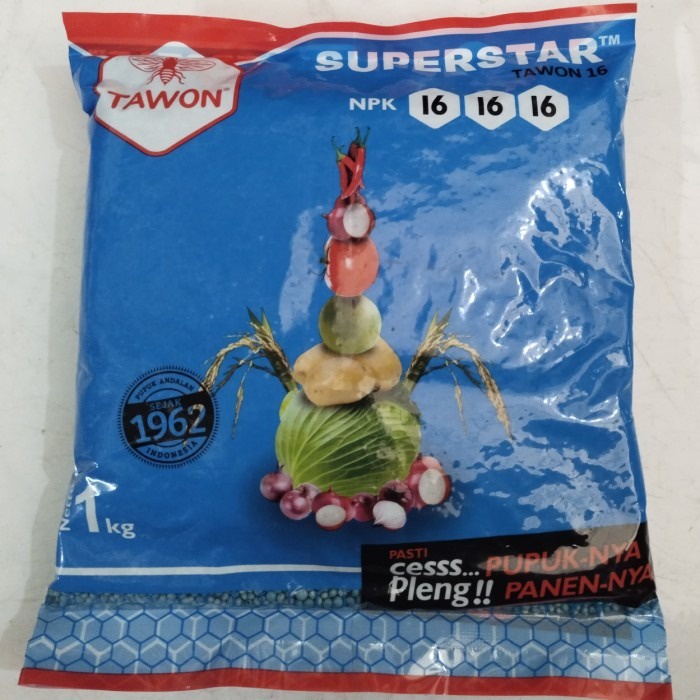 Jual Pupuk NPK 16 16 16 Tawon 1 kg, npk super star cap tawon kemasan 1 ...