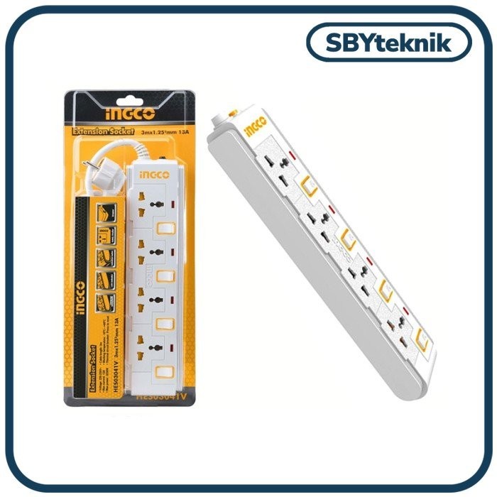 Jual Stop Kontak Terminal (4 Switch) INGCO HES03041V Colokan Listrik ...