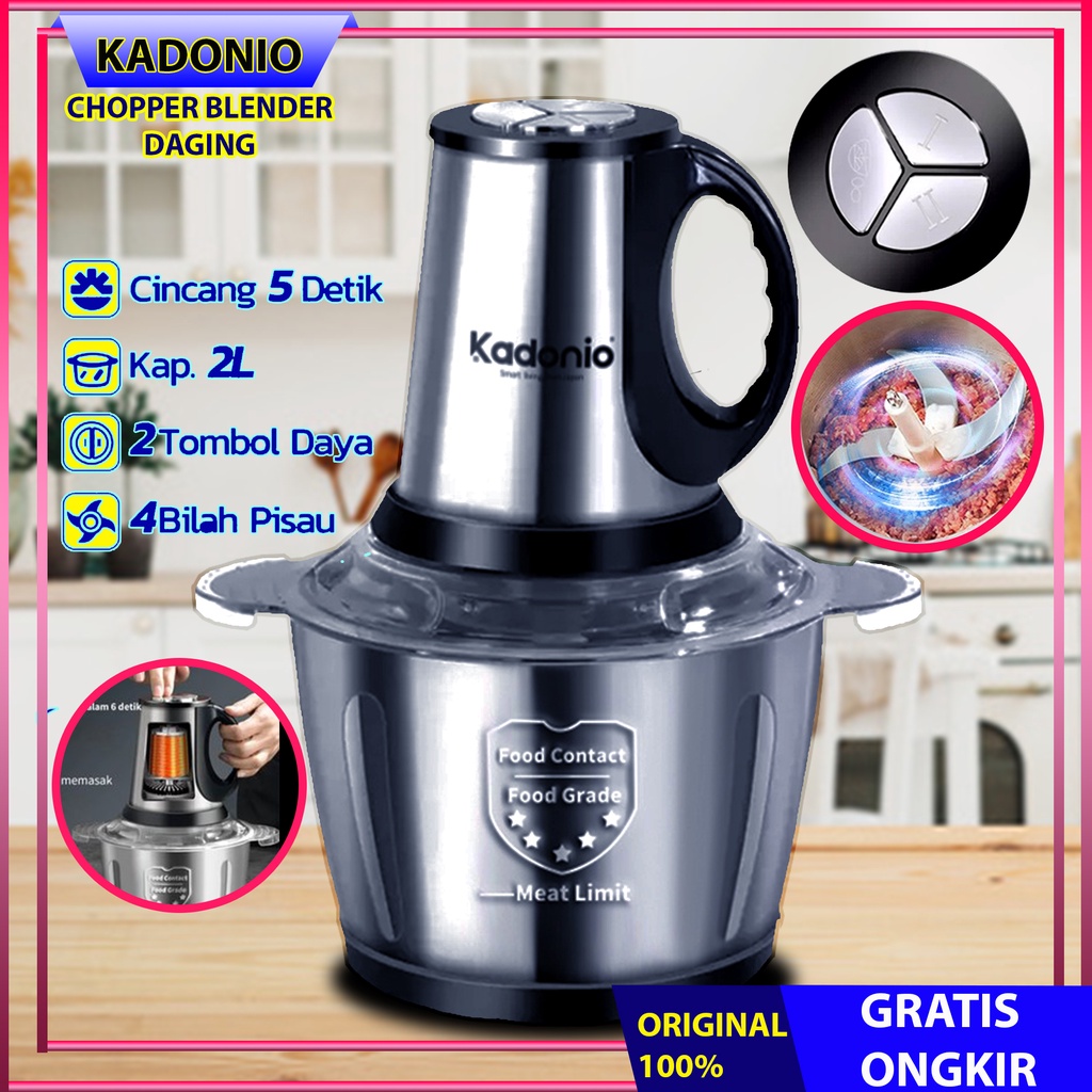 Jual KADONIO Blender Daging Chopper Stainless 2L Penggiling Daging Multifungsi Meat Grinder 3 ...