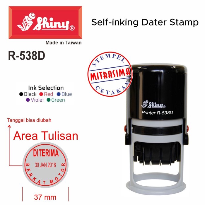 Jual Stempel Shiny R-538D ( R538D bulat dengan tanggal Tipe R 538D ...