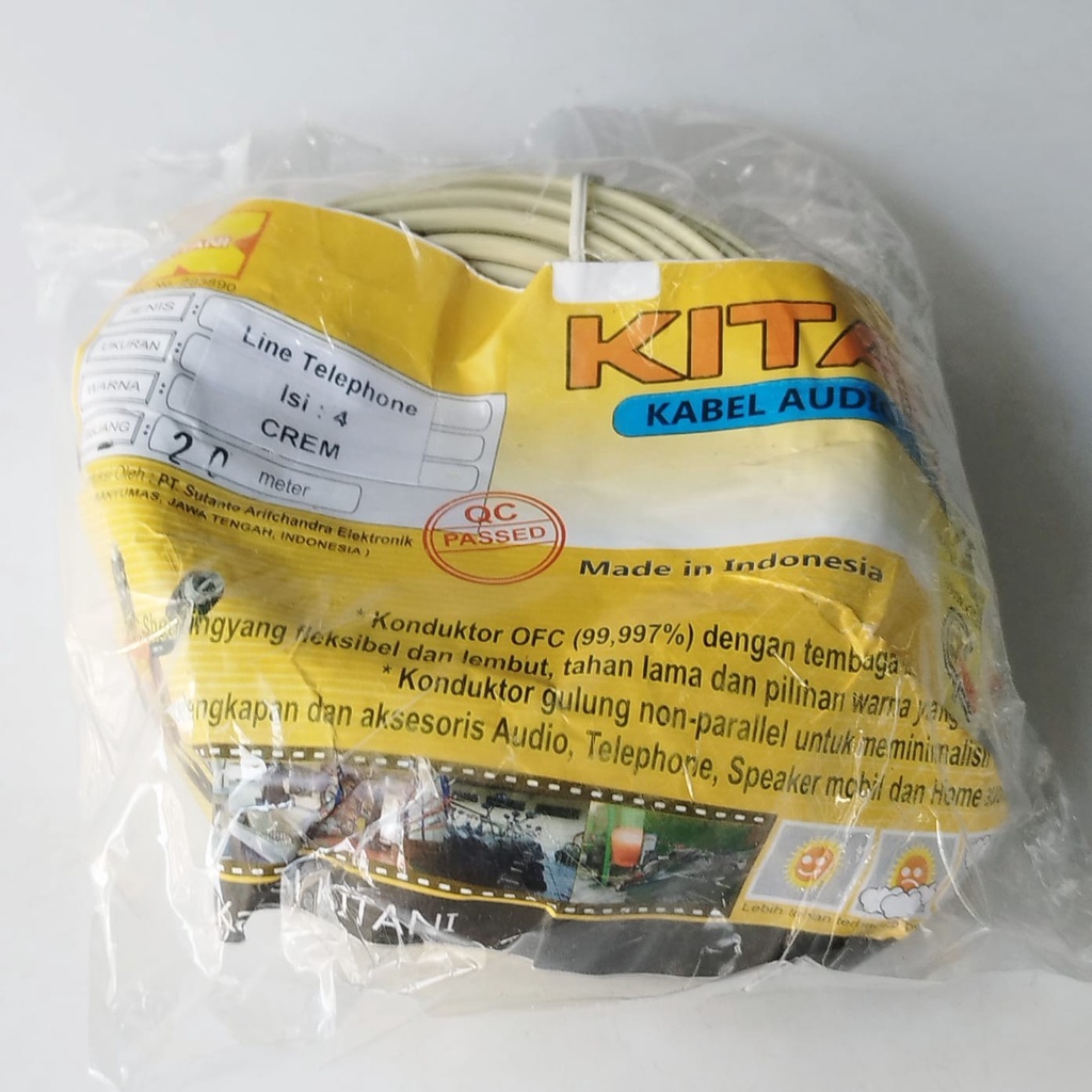 Jual Kabel Line Telepon RJ11 isi 4 20m merk KITANI | Shopee Indonesia