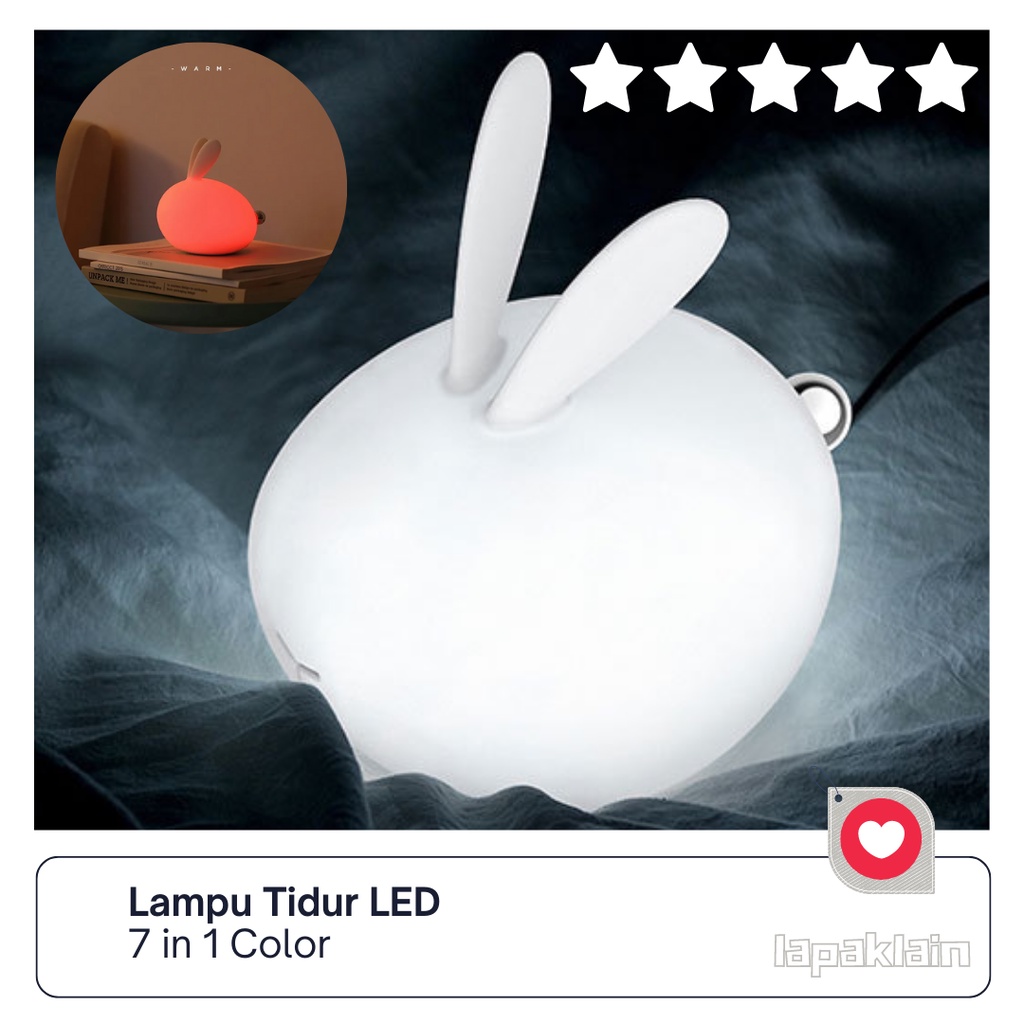 Jual Lampu Tidur LED Model Kelinci Soft Light 7 in 1 Color USB 1000mAh ...