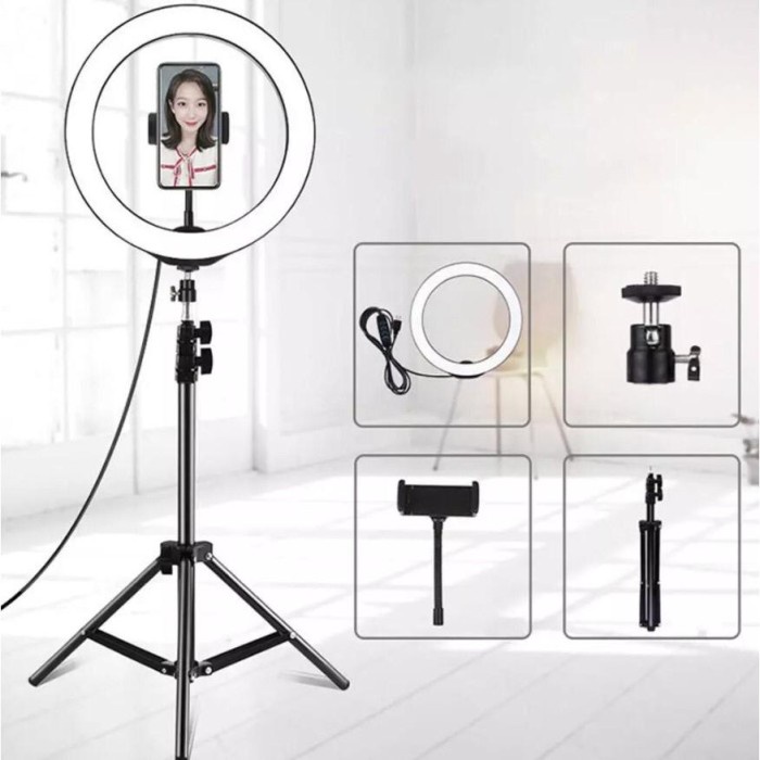 Jual Paket Komplit Tripod Ringlight Lampu Live Tik Tok Lampu Selfie Makeup | Shopee Indonesia
