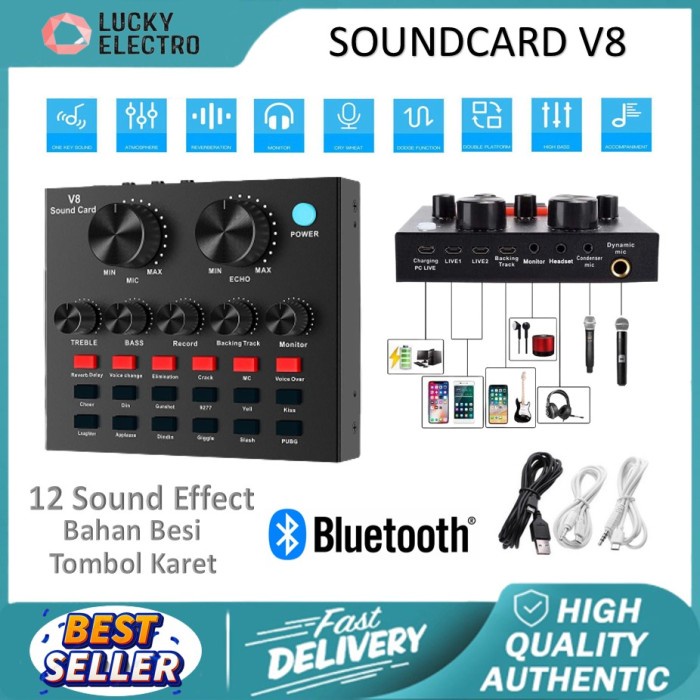 Jual Live Mixer Audio USB External Soundcard Broadcast Microphone V8 ...