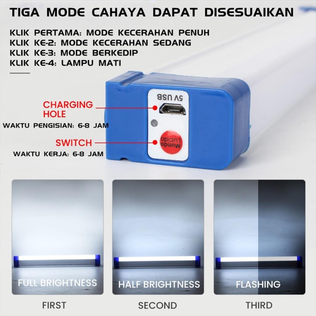 Jual lampu neon led panjang T7 usb bolam let portable emergency | Shopee Indonesia