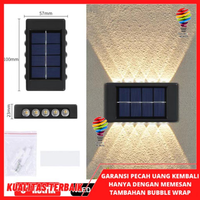 Jual Lampu Dinding Solar Taman Outdoor COB LED Wall Light 2 Arah 10 LED ...