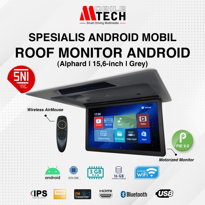Jual Roof Monitor Android Alphard 15.6" Mobile Tech 3GB / 16GB ...