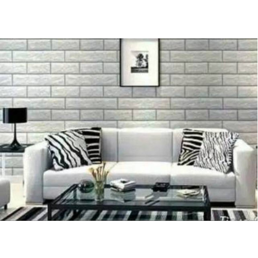 Jual Wallpaper Dinding Motif Bata Putih 3D Grey Abu 10m x 45cm | Shopee ...