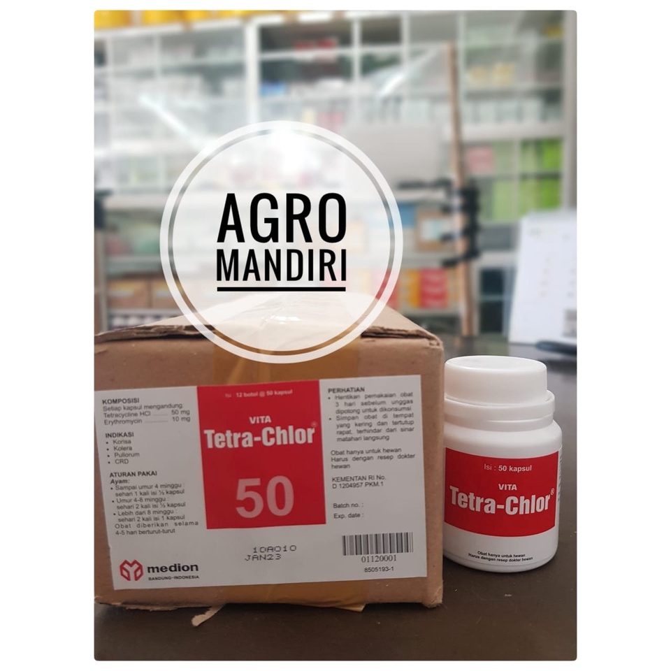 Jual Vita Tetrachlor 50 Kapsul Obat Vitamin Ayam Berak Kapur, Pilek ...