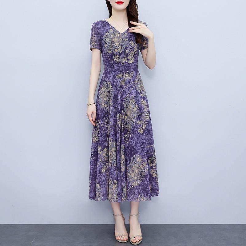 Jual FANMU 2025 Gaun Bunga Sifon Korea Baru/Ukuran Besar Lemak Mm ...