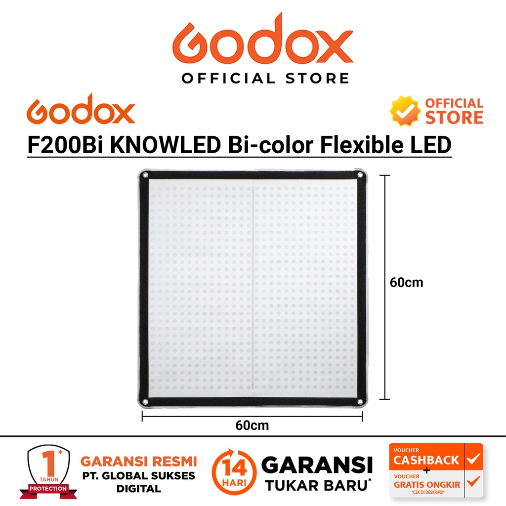 Jual Godox F200Bi KNOWLED Bi-color Flexible LED (60x60cm) | Shopee ...