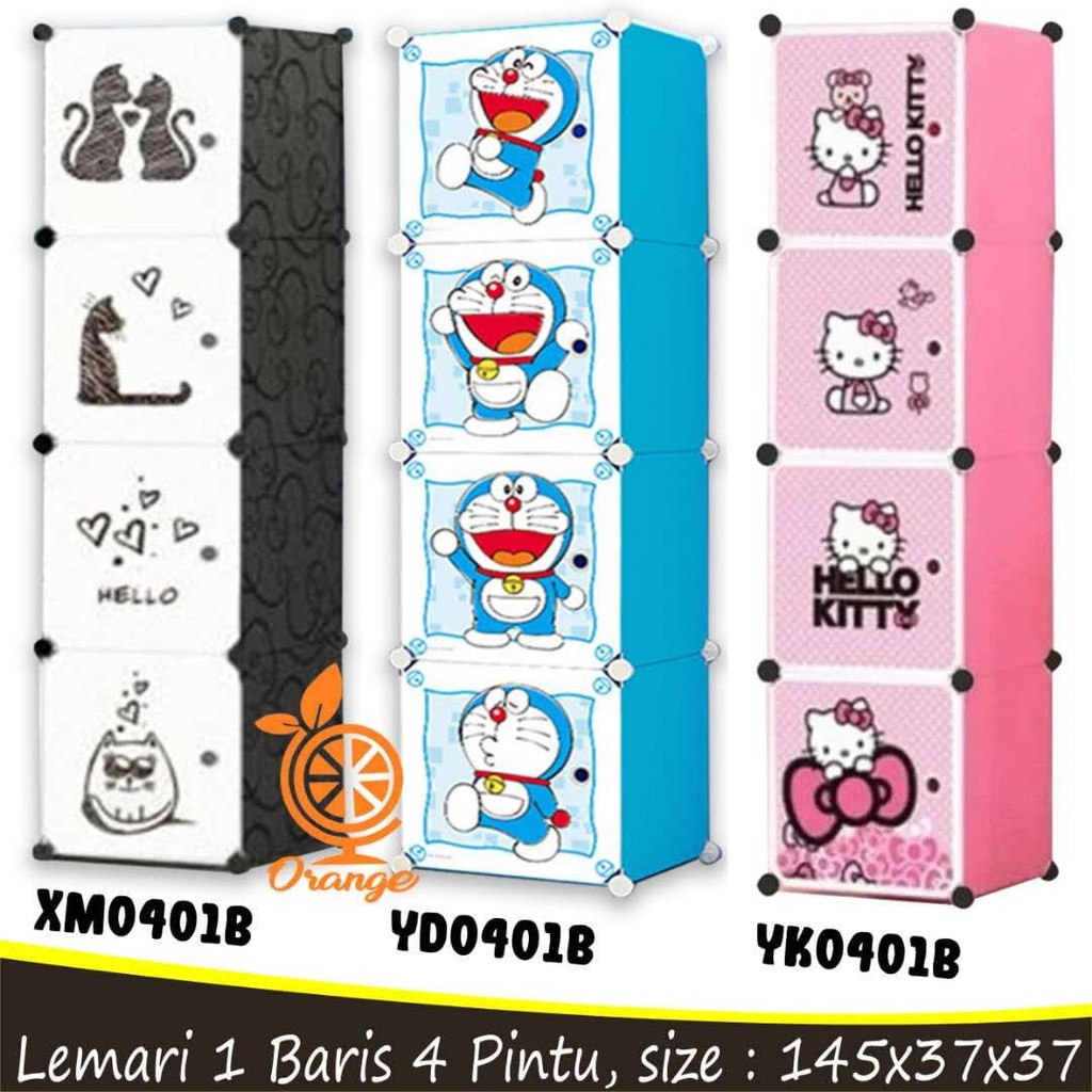 Jual Lemari Plastik Lemari Portable Mini 4 Pintu Import Karakter Lemari ...