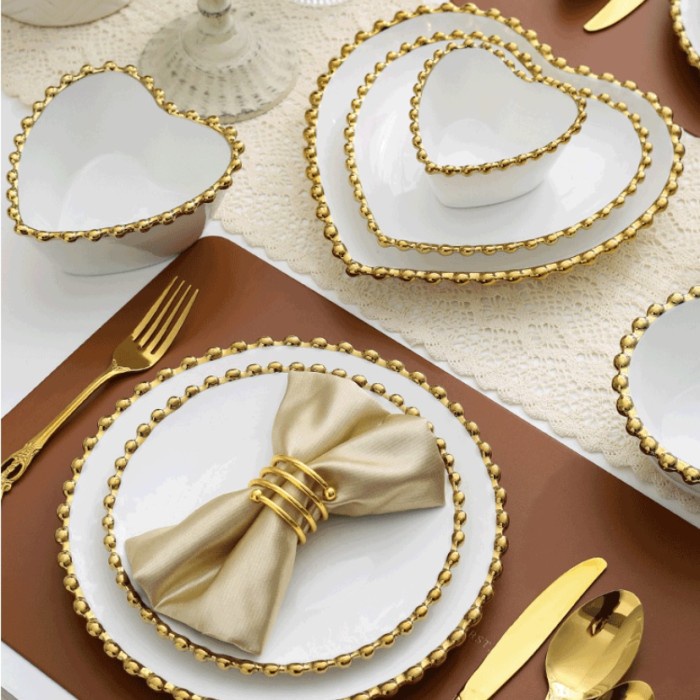 Jual dazzling stormi piring mangkok motif hati dan bulat bahan premium ...