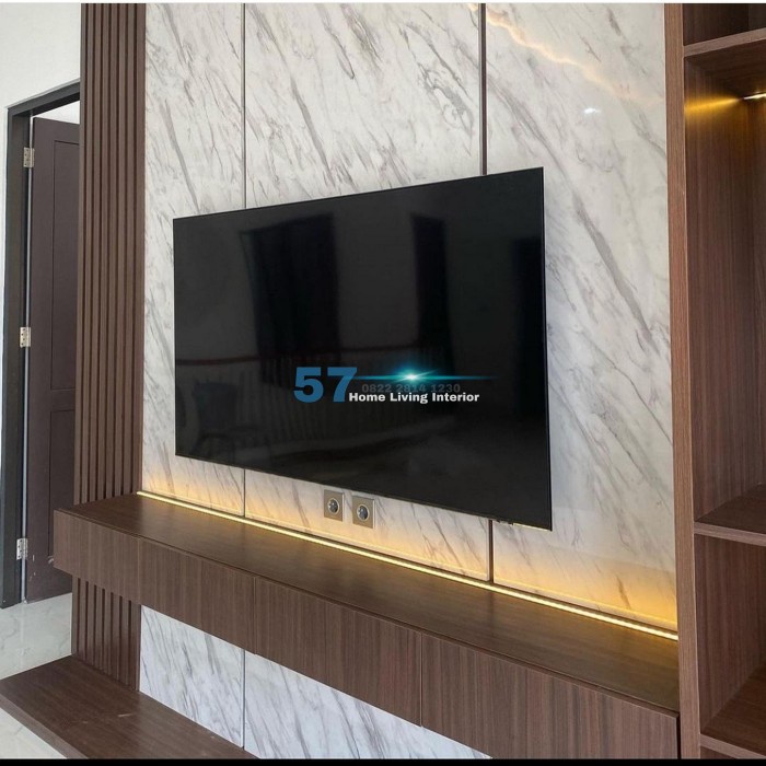 Jual Backdrop Tv Ruang Keluarga Minimalis Bahan Plywood HPL Free Desain ...