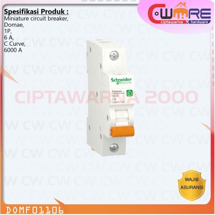 Jual Domae Mcb Saklar Proteksi Listrik 1P 6A 6000 A Domf01106 Schneider | Shopee Indonesia
