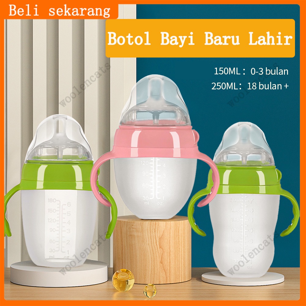 Jual Bayi Botol susu silikon / Leher lebar baby bottle botol makan leher lebar dengan pegangan ...