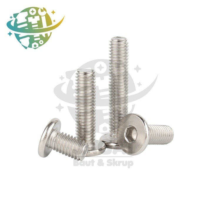 Jual Baut L Stainless M4x14 Baut Hex Thin Flat Head Machine Screw SS304 ...