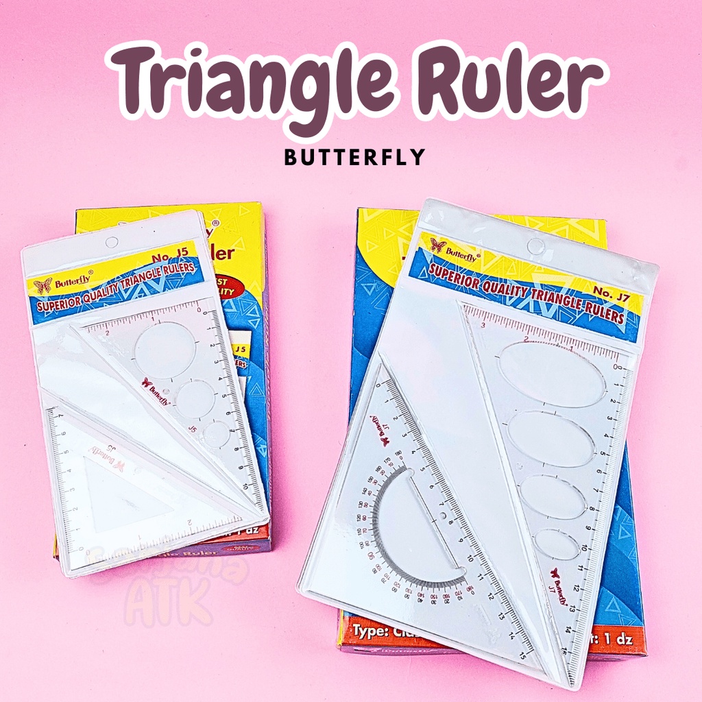 Jual Penggaris Segitiga Butterfly / Set Triangle Ruler Butterfly ...