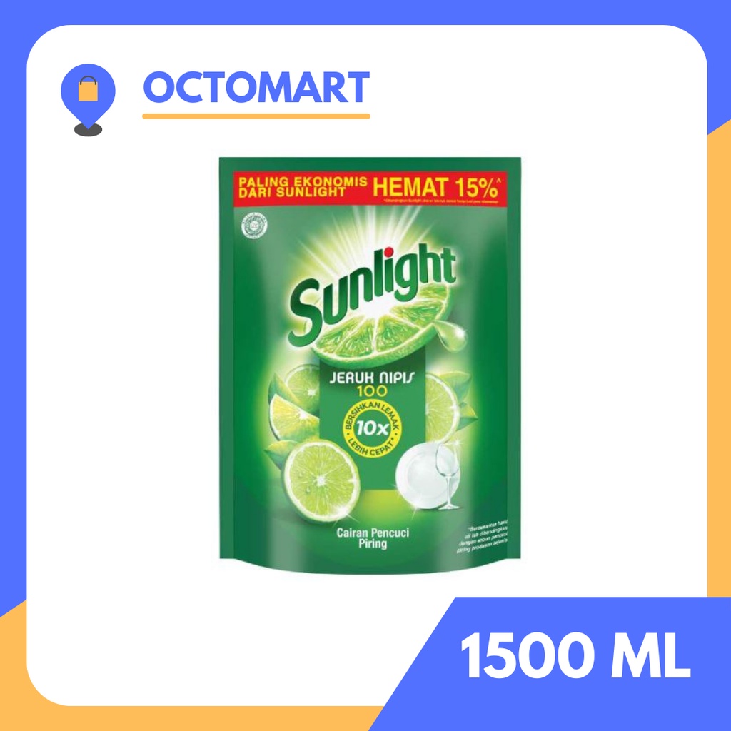 Jual SUNLIGHT Cairan Pencuci Piring 1500ML Cuci Piring 1500 ML / 1.5L / 1.5 L Jeruk Nipis ...