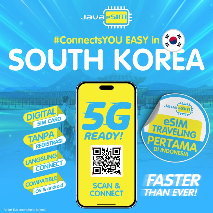 Jual JavaSIM eSIM 5G South Korea Unlimited | Shopee Indonesia