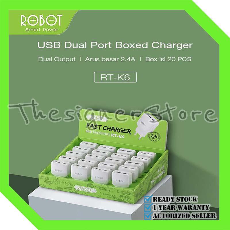 Jual Kepala Charger ROBOT RT-K6 / RT-K6S 2.4A Dual Output Original (1 ...