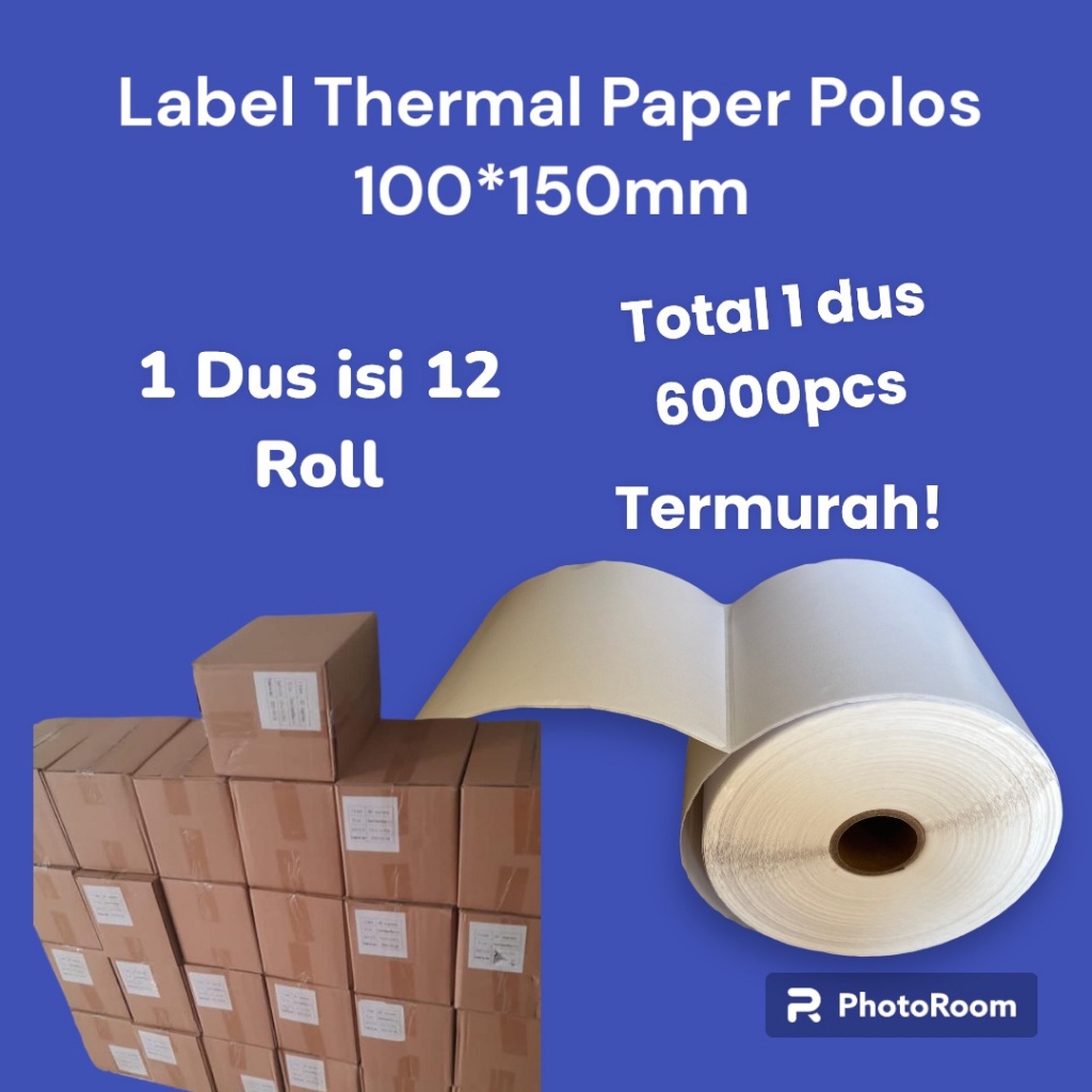 Jual Kertas Label Thermal 150x100mm (A6) Label Barcode Polos 1 DUS Isi ...