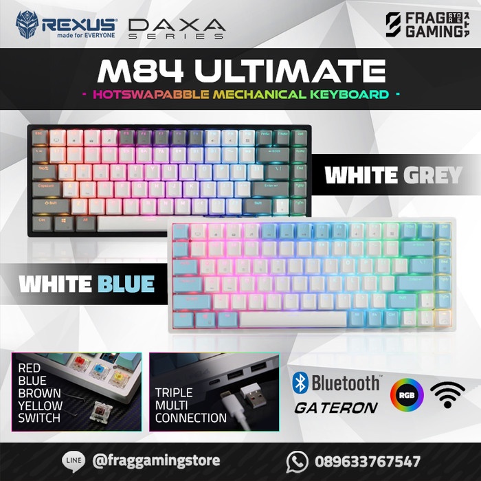 Jual Rexus Daxa M84 Ultimate Wireless / BT / Wired Mechanical Keyboard ...