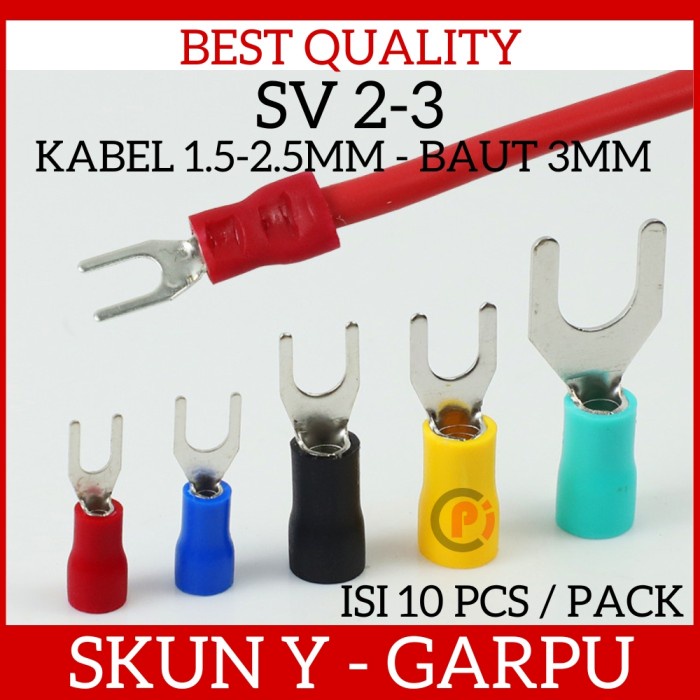 Jual Isi 10 Pcs Skun Y Garpu Kabel 2.5mm Terminal Tipe SV 2-3 Baut 3mm | Shopee Indonesia