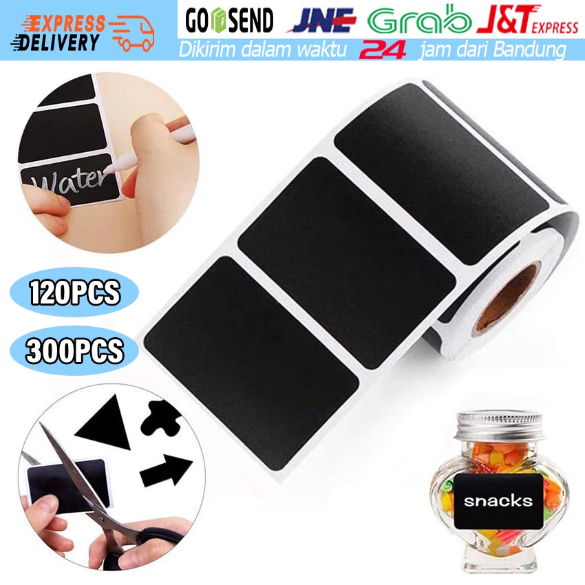 Jual 120pcs/300pcs Label Hitam Persegi / Chalkboard Label Stickers ...