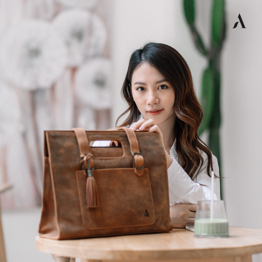 Jual Alona Leather Althea Bag - Totebag Wanita Kulit Sapi Asli Free Card Holder | Shopee Indonesia