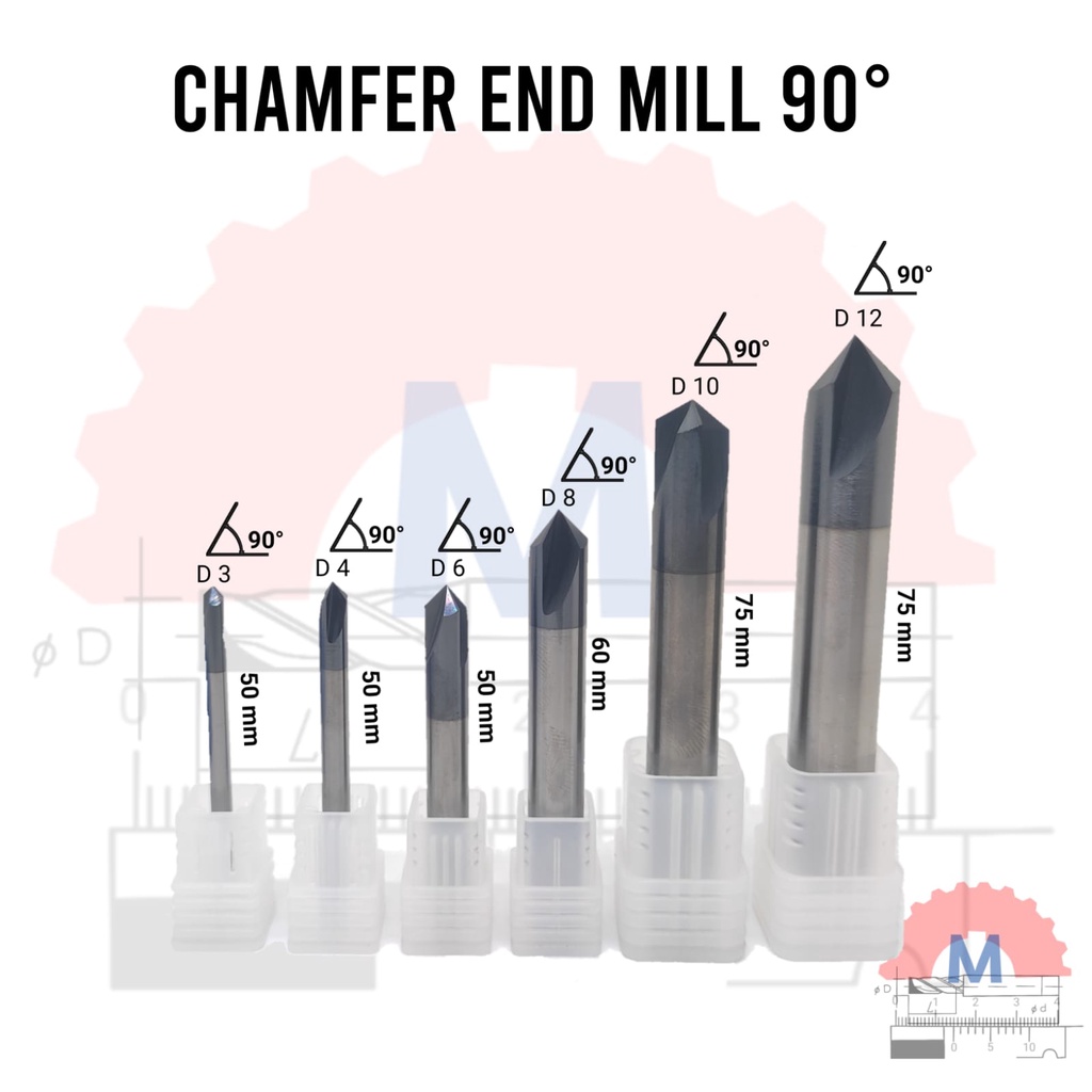 Jual MCH Chamfer endmill 3F 90 derajat lurus V bit Endmill CNC router ...